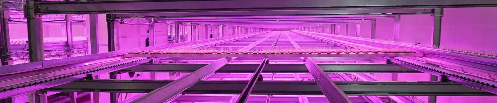 Multilayer moving gutter systems utilizes space optimally in the production